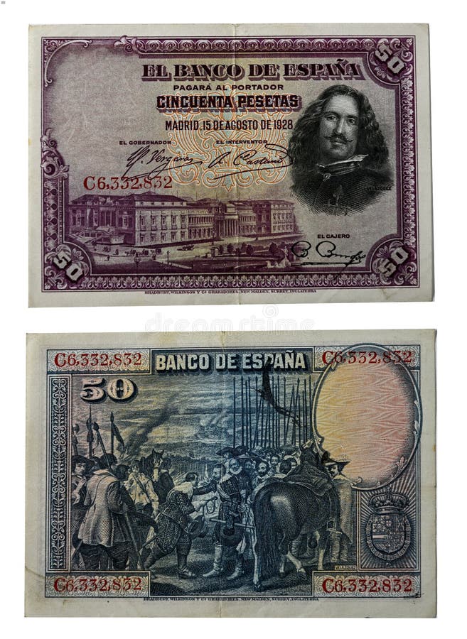 Spanish Peseta - 50 Peseta Banknote from 1928 Stock Photo - Image of ...