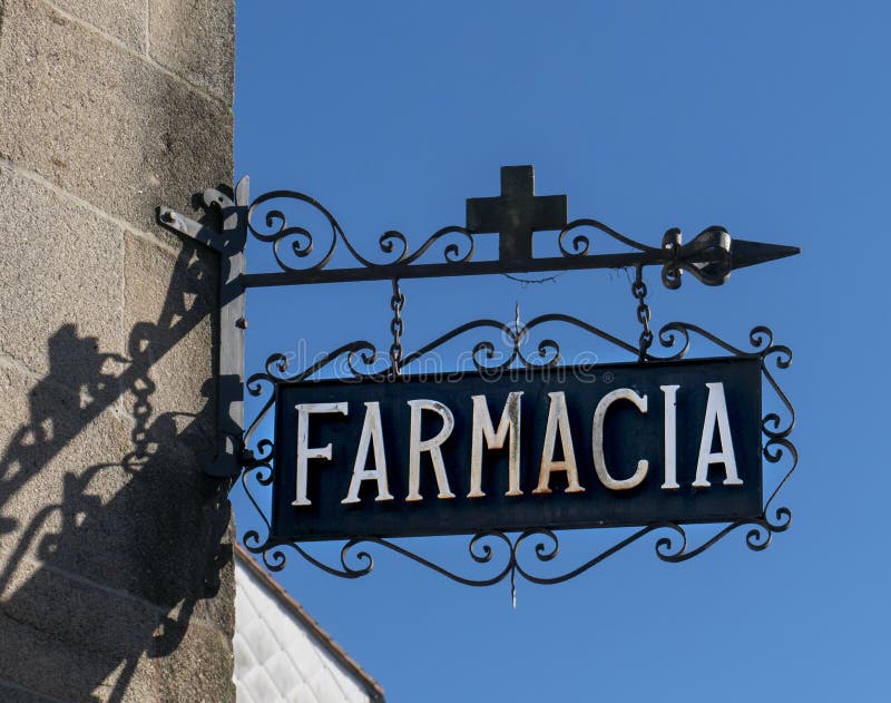 Spanish Pharmacy Sign stock photo. Image of farmacia - 203809988