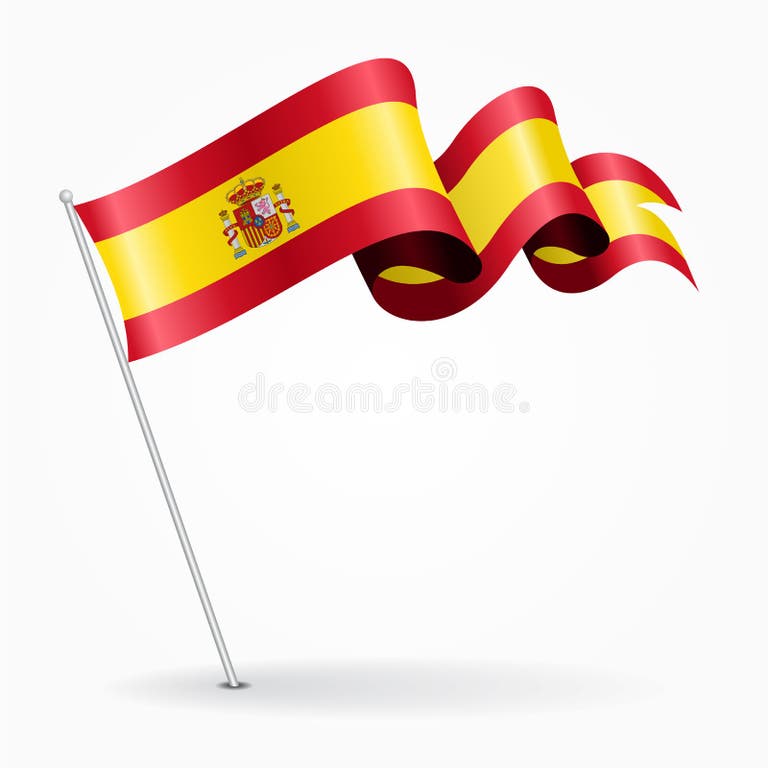 Spanish Pin Wavy Flag. Vector Illustration. Stock Vector - Illustration ...