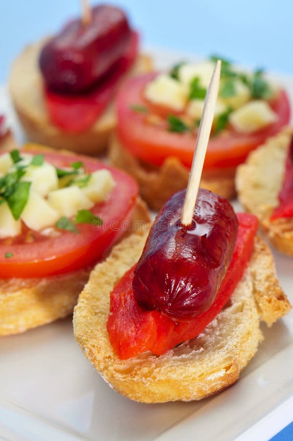 Spanish pinchos stock image. Image of mediterranean, snack - 24672199
