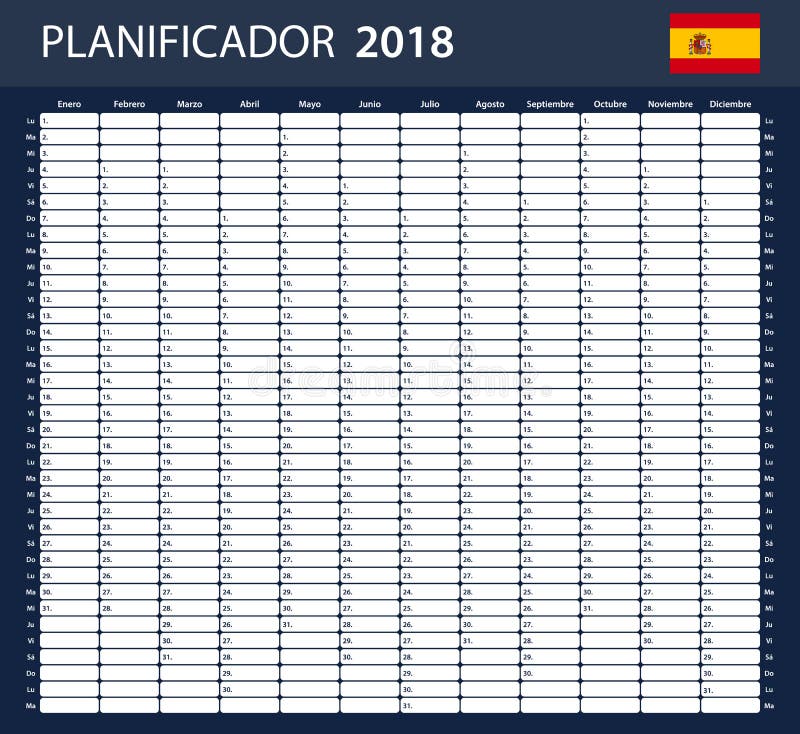 Spanish Planner 2021 Year. Calendar Template. Vector Illustration ...