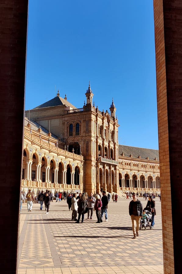 Spanish Plaza Building Section Editorial Stock Photo - Image of seville ...