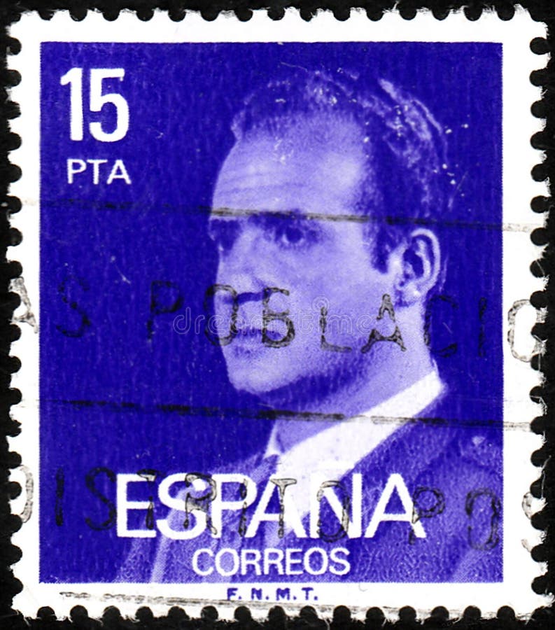 Spanish 15 PTA Stamp Featuring King Juan Carlos I, Postmarked ...