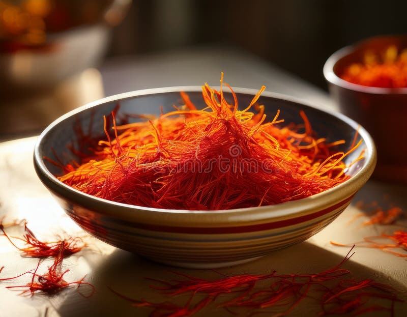 Spanish Saffron Threads Arranged on a Seamless Ceramic Bowl Captured in ...