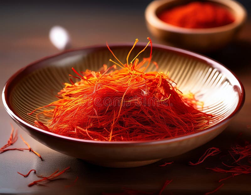 Spanish Saffron Threads Arranged on a Seamless Ceramic Bowl Captured in ...