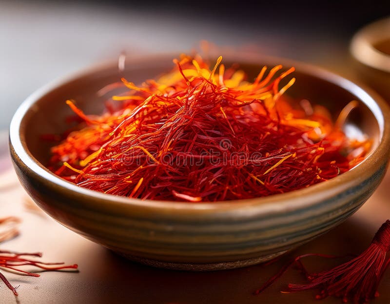 Spanish Saffron Threads Arranged on a Seamless Ceramic Bowl Captured in ...