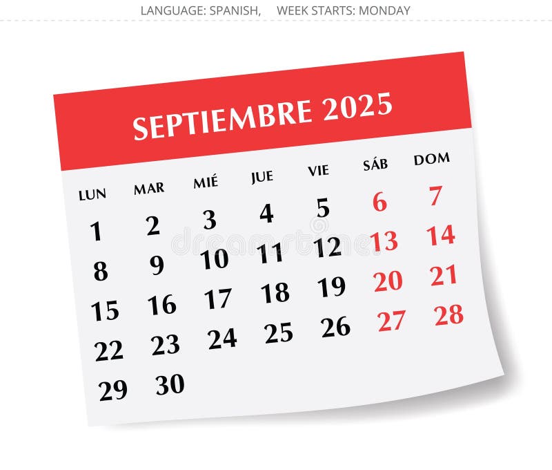 2025 Spanish September Calendar - Month Septiembre. Vector ...