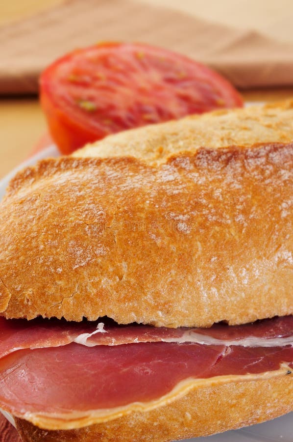 Spanish Serrano Ham Sandwich Stock Photo - Image of cold, gastronomy ...