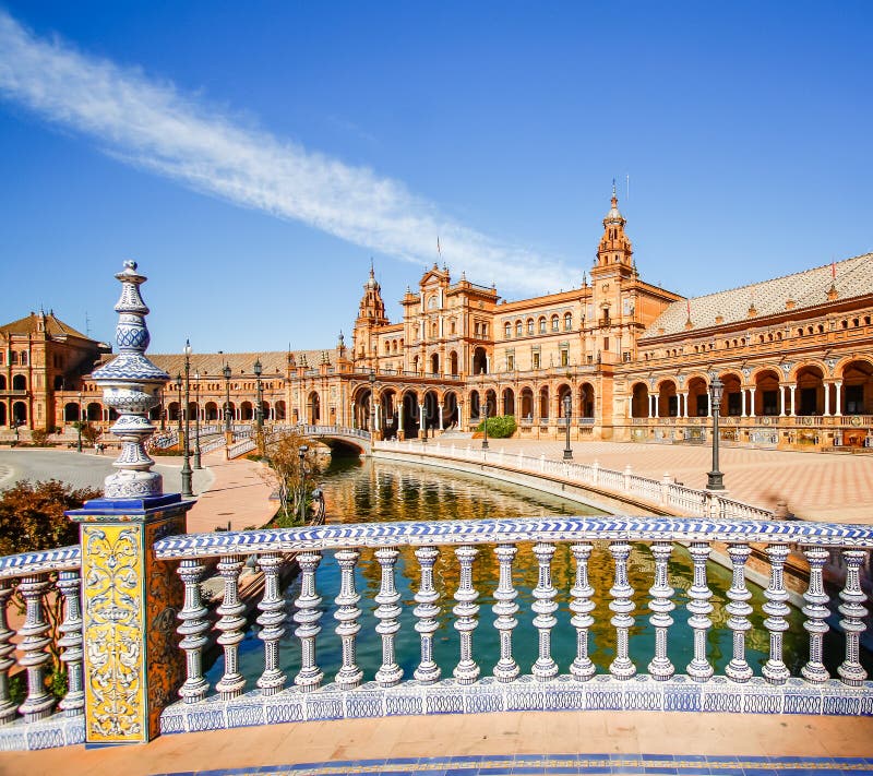 Spanish Square (Plaza De Espana) in Sevilla, Spain Stock Image - Image ...