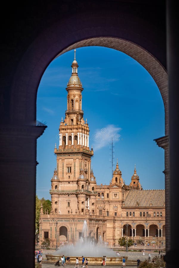 Spanish Square (Plaza De Espana) in Seville at Night Stock Image ...