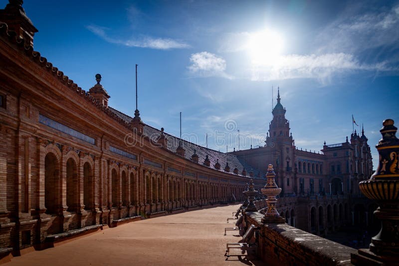 Spanish Square (Plaza De Espana) in Seville at Night Stock Image ...