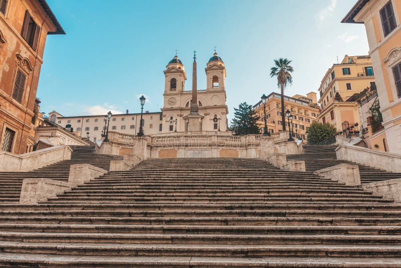 Spanish Stairs in Uninhabited Rome, Stock Image - Image of cathedral ...