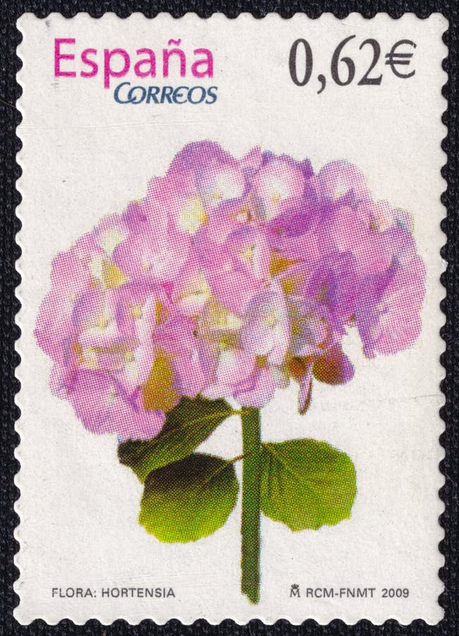 Spanish Stamp from 2009 Featuring a Hydrangea Flower. Editorial Stock ...