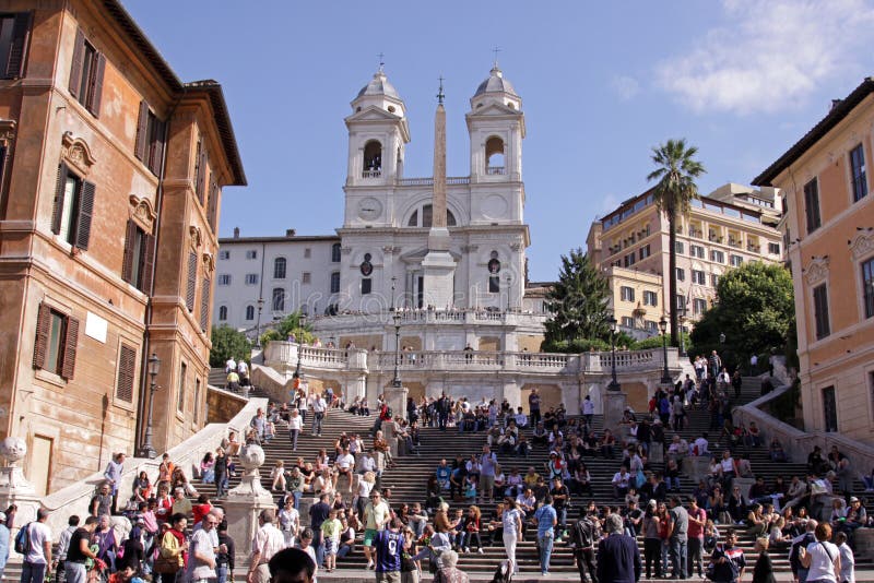 Spanish Steps Aerial View, Via Condotti and Dome. Sunset Editorial ...