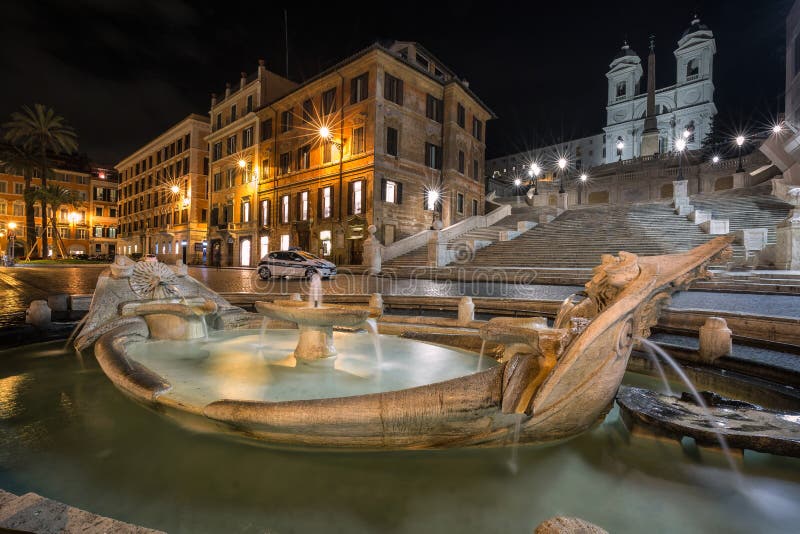 Spanish Steps at dusk stock image. Image of night, history - 97252703
