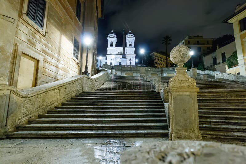 The Spanish Steps at the Night Stock Photo - Image of landmark, italy ...
