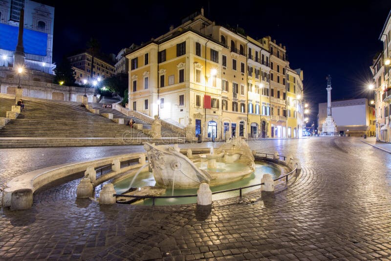 Spanish Steps at Night. Rome - Italy Editorial Photography - Image of ...
