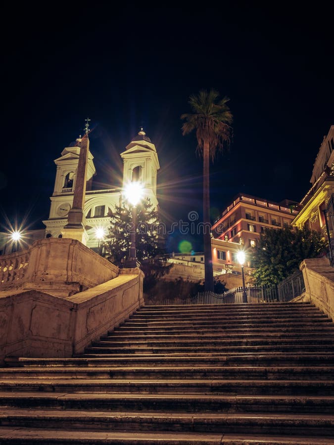 Spanish Steps at Night in Rome, Italy Stock Image - Image of view ...