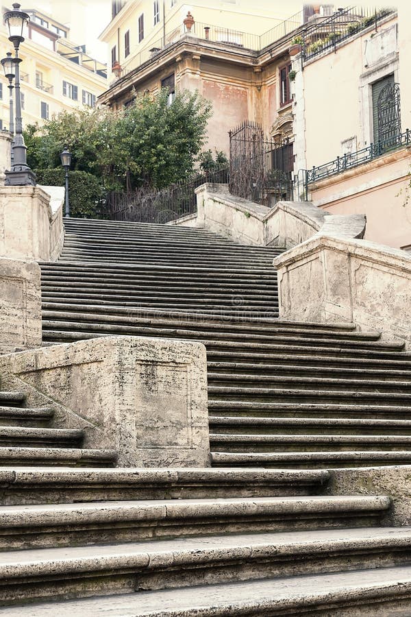 The Spanish Steps in Rome, Italy Stock Photo - Image of stairway, empty ...