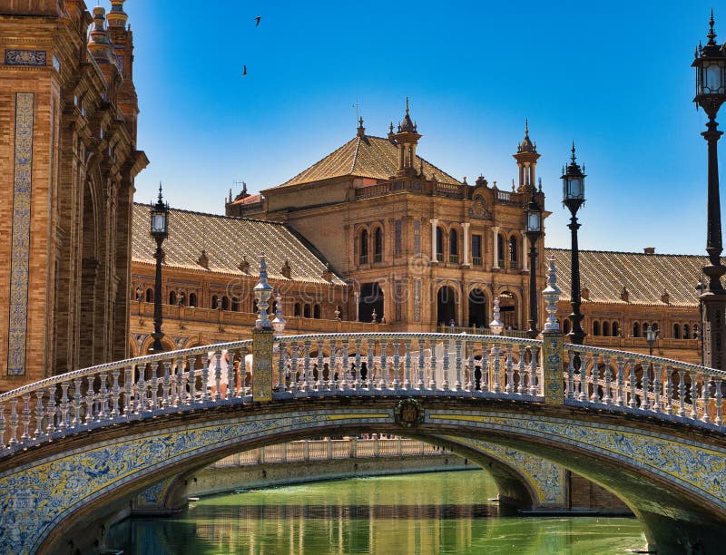 Spanish Steps in Seville with Bridge and Canal Editorial Image - Image ...