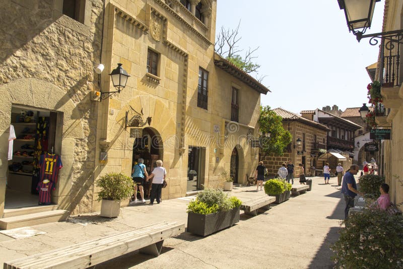 Spanish Street scene editorial photo. Image of bench - 56930486