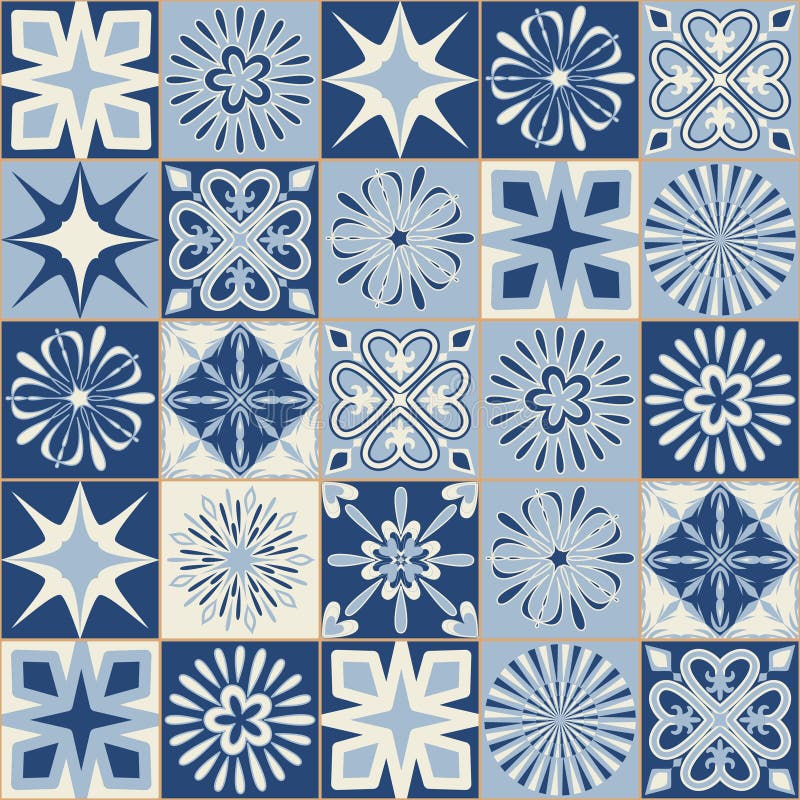 Spanish Style Blue Ceramic Tiles, Classic Symmetrical Pattern for Wall ...