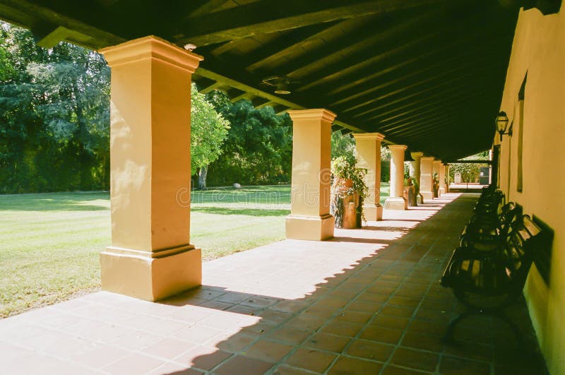 Spanish style colonnade stock photo. Image of walkway - 77416194
