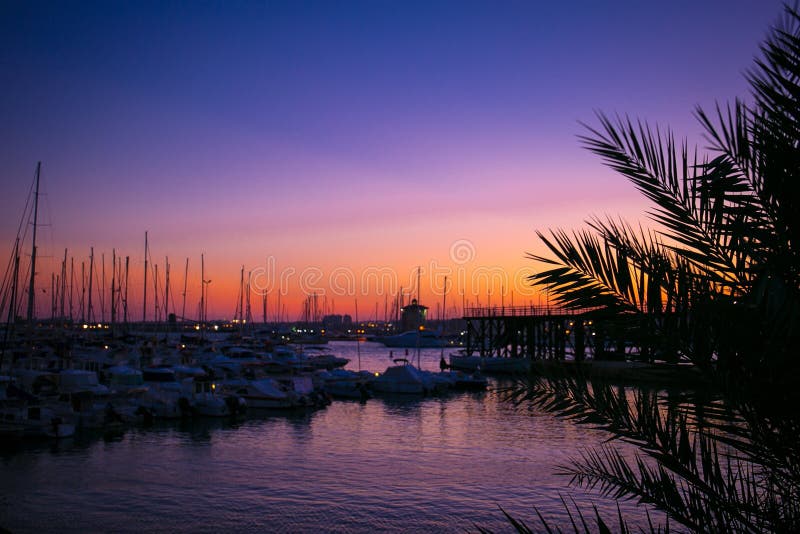 Spanish Sunset Makes the Mountain and Hills Glow. Stock Image - Image ...