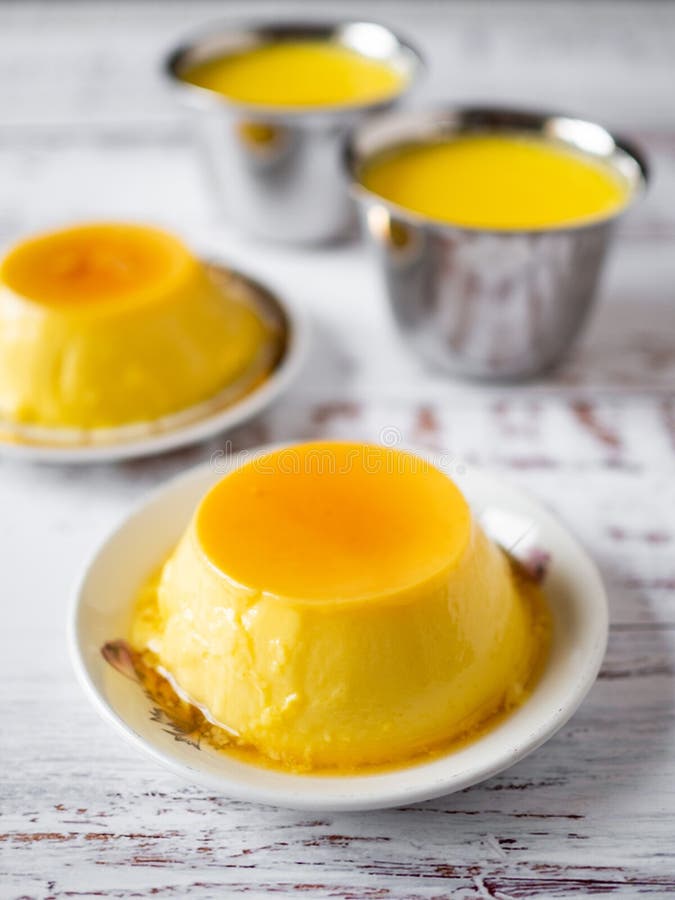Spanish Sweet Flan on a White Table Stock Photo - Image of breakfast ...