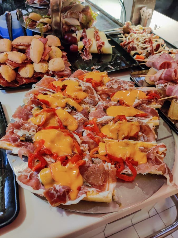 Spanish Tapas Bar of Meat Sausages Stock Photo - Image of country, food ...