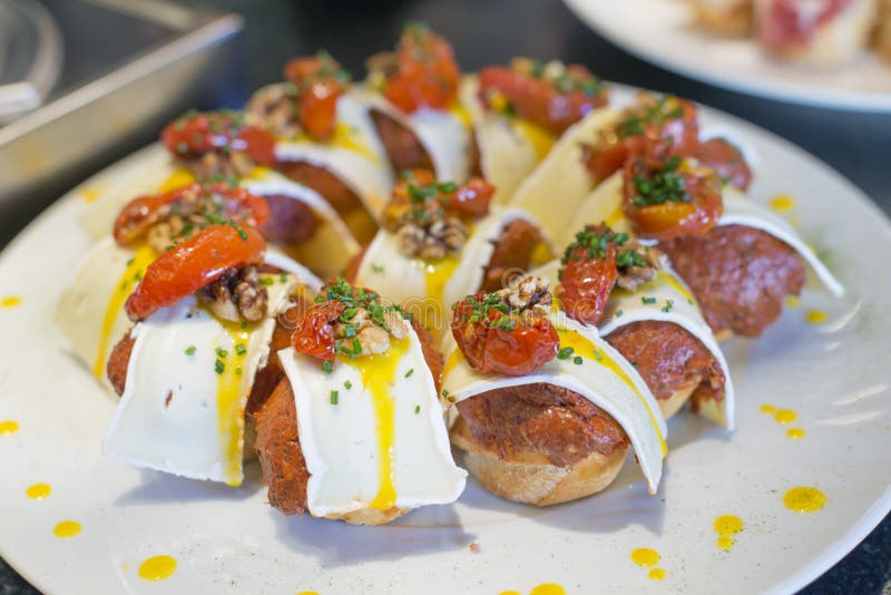 Spanish Tapas, Basque Cuisine, Pintxos Bilbao, Spain. Stock Image ...
