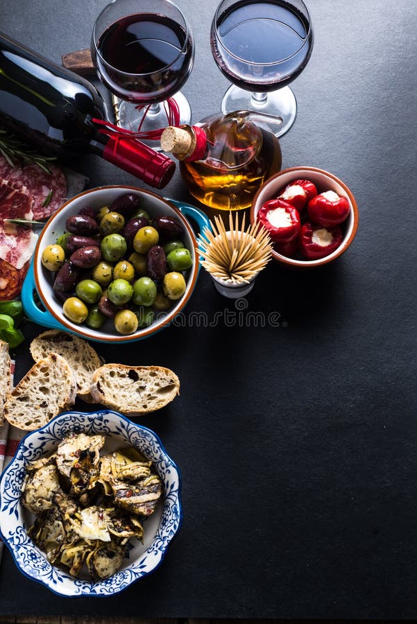 Spanish Tapas , Food Border Background Stock Photo - Image of buffet ...