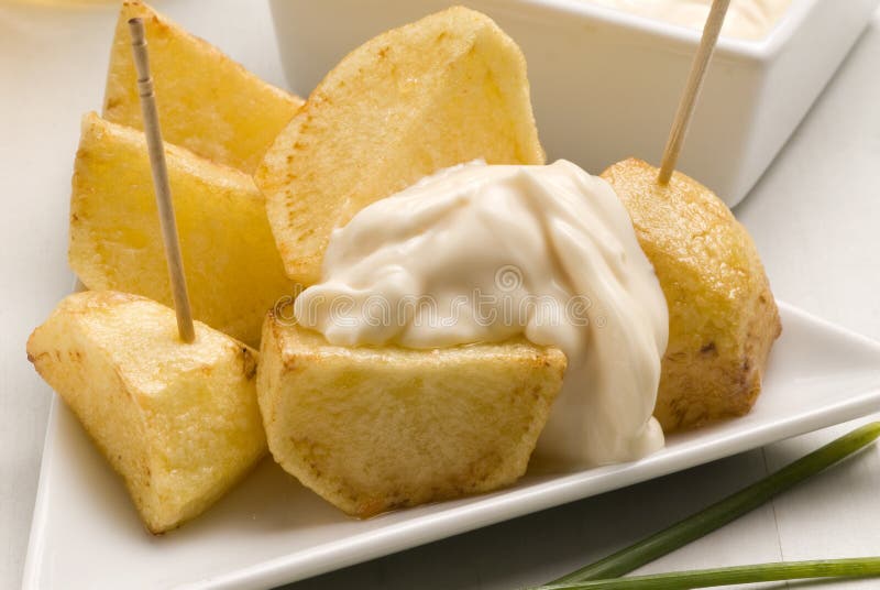 Spanish Tapas.Potatoes in Sauce. Stock Image - Image of horizontal ...