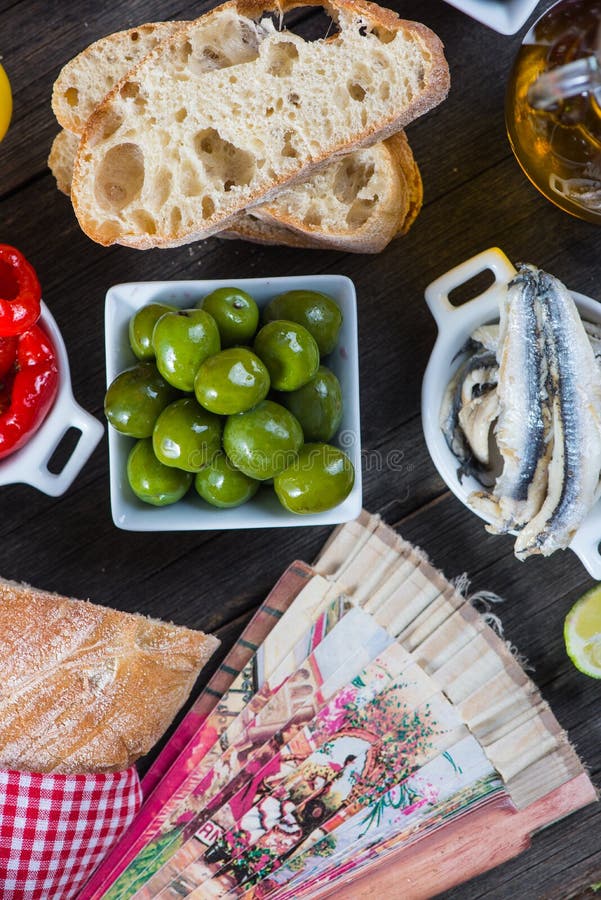 Spanish Tapas on Table from Above Stock Image - Image of meal, italian ...