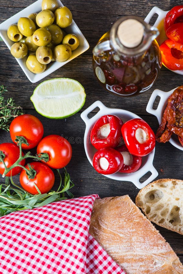 Spanish Tapas on Table from Above Stock Photo - Image of portuguese ...
