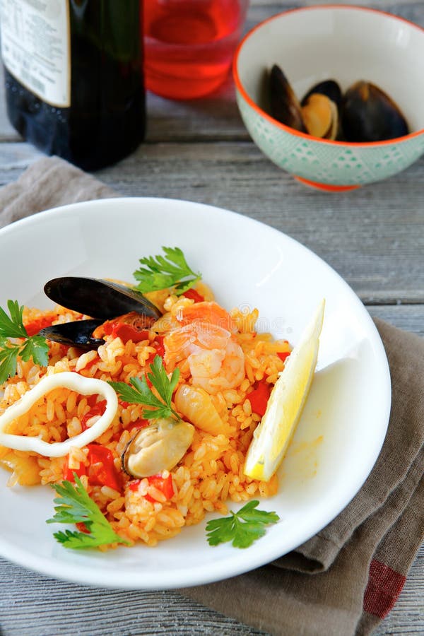 Spanish Tasty Risotto in a White Bowl Stock Image - Image of healthy ...