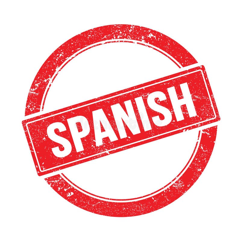 SPANISH Text on Red Grungy Round Stamp Stock Illustration ...