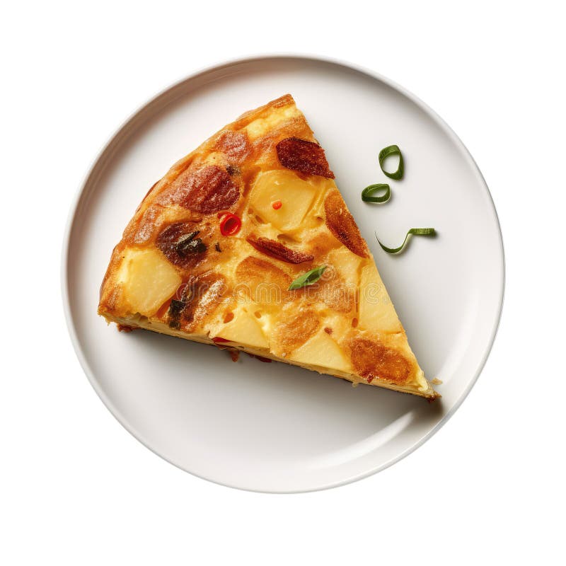 Spanish Tortilla on White Plate, on White Background Stock Illustration ...