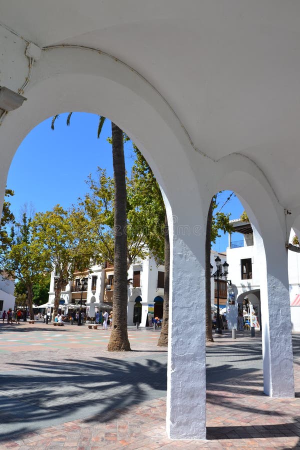 Spanish Town Square Panorama Editorial Image - Image of outdoors, costa ...