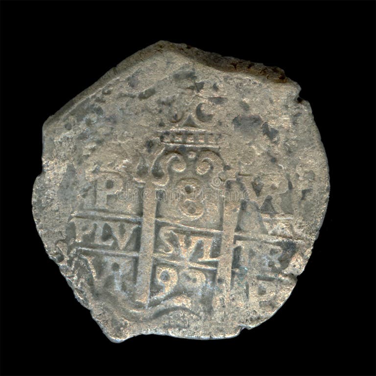 Spanish Treasure Eight Reale Stock Image - Image of silver, shipwreck ...