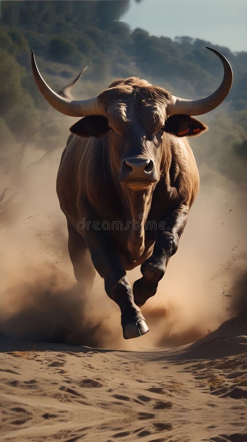 Running bull stock image. Image of cattle, animal, brown - 331462755