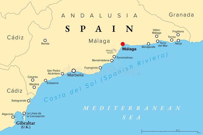 Costa Del Sol, Spanish Riviera in Andalusia, South of Spain, Political ...