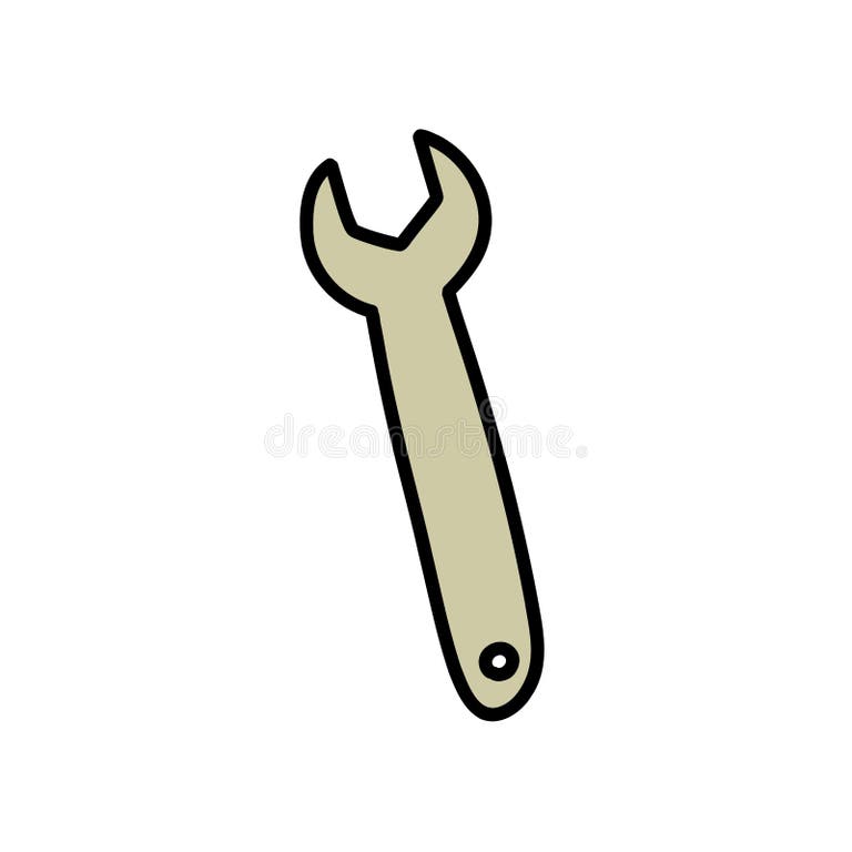 Spanner Doodle Icon, Vector Color Line Illustration Stock Vector ...