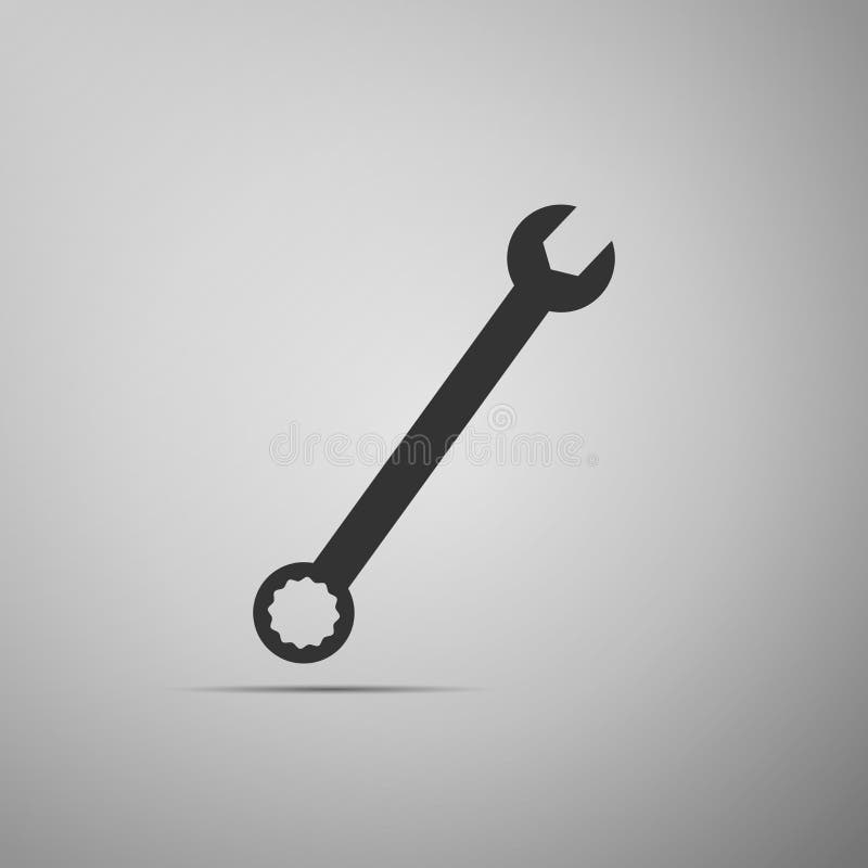 Spanner Flat Icon on Grey Background Stock Vector - Illustration of ...