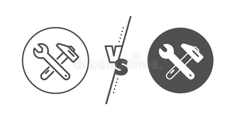 Spanner and Hammer Line Icon. Repair Service Sign. Vector Stock Vector ...