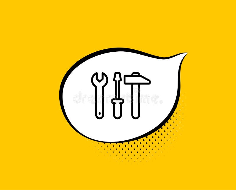 Spanner, Hammer and Screwdriver Line Icon. Repair Service Sign. Vector ...