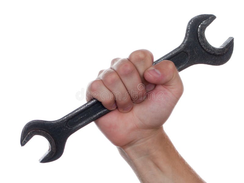 Spanner in hand stock image. Image of adjustable, mechanic - 10418799