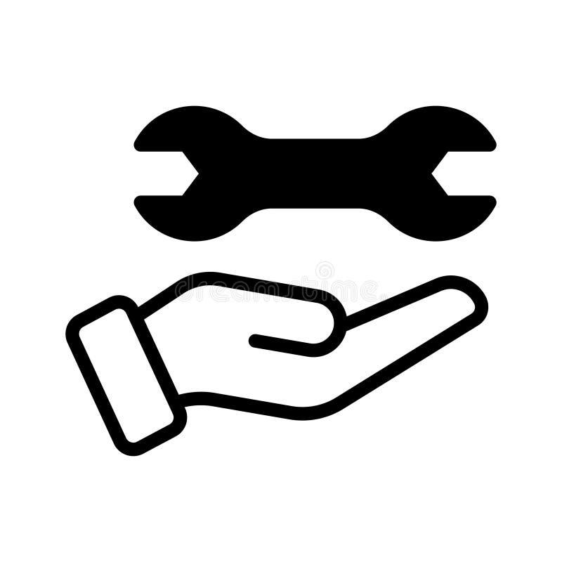 Spanner on Hand Showing Icon of Technical Support Stock Vector ...
