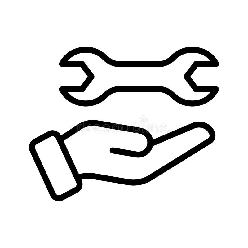 Spanner on Hand Showing Icon of Technical Support Stock Vector ...