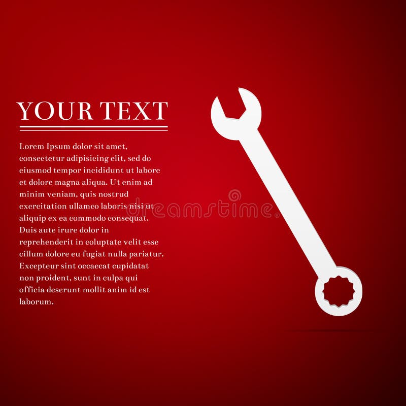 Spanner icon on red stock vector. Illustration of graphic - 176387566